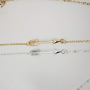 Olbye Horizontal Arrow Necklace Jewelry Sideways Arrow Necklaces for Women Simple Dainty Choker Necklace (Silver)