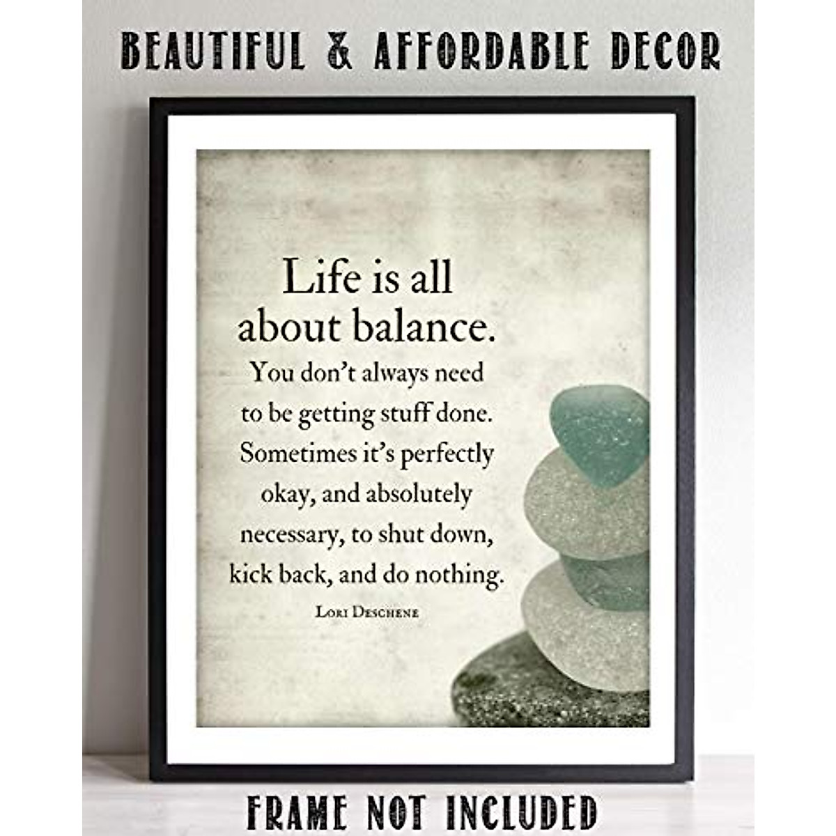 "Life is All About Balance"- Motivational Quotes Wall Art-8 x 10"- Modern Typographic Wall Print- Ready to Frame. Inspirational Home Decor. Office-Studio Decor. Give Yourself Permission To Do Nothing!