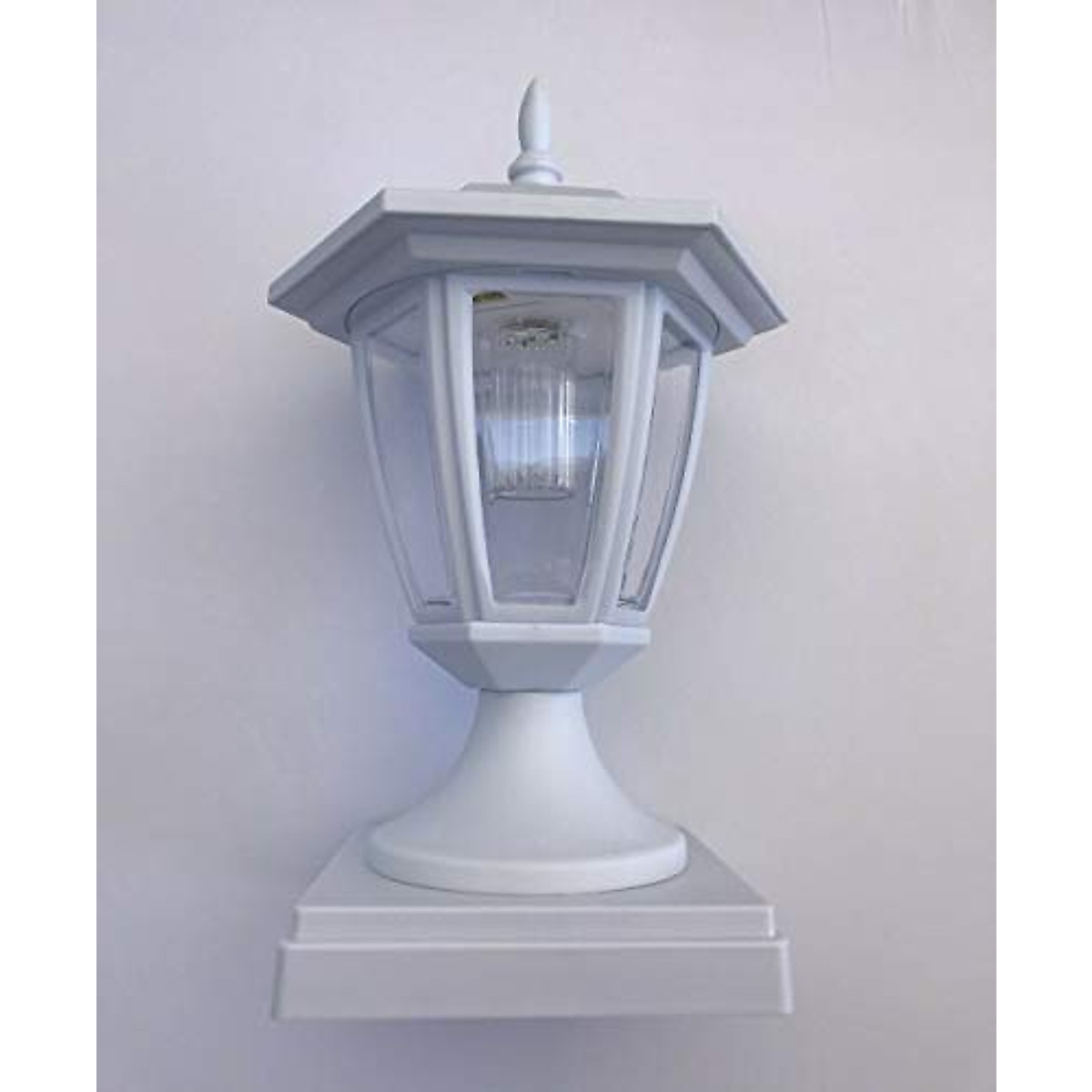 AFFORDABLE Outdoor Garden Set of 2 Solar White Finish Color Hexagon 4"X4" Fence Post Cap Light with White SMD LEDs for 4"x4" Wood & PVC Fence Post