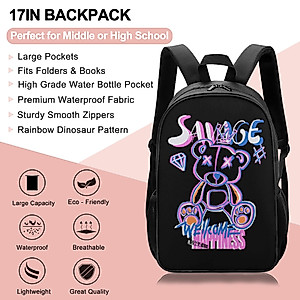 LEOPOM Bear Backpack Lightweight Large School Bookbags for Teens - 17 inch