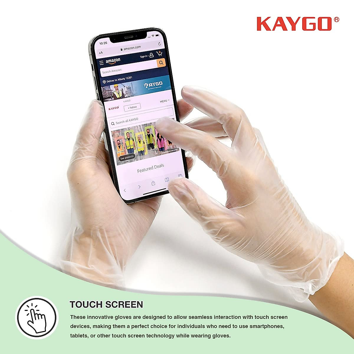 KAYGO Disposable Vinyl Gloves, 100 pack Powder Free Latex Free, 3 Mil,Idea for Home, Cleaning and Food, Clear, KG310,XL