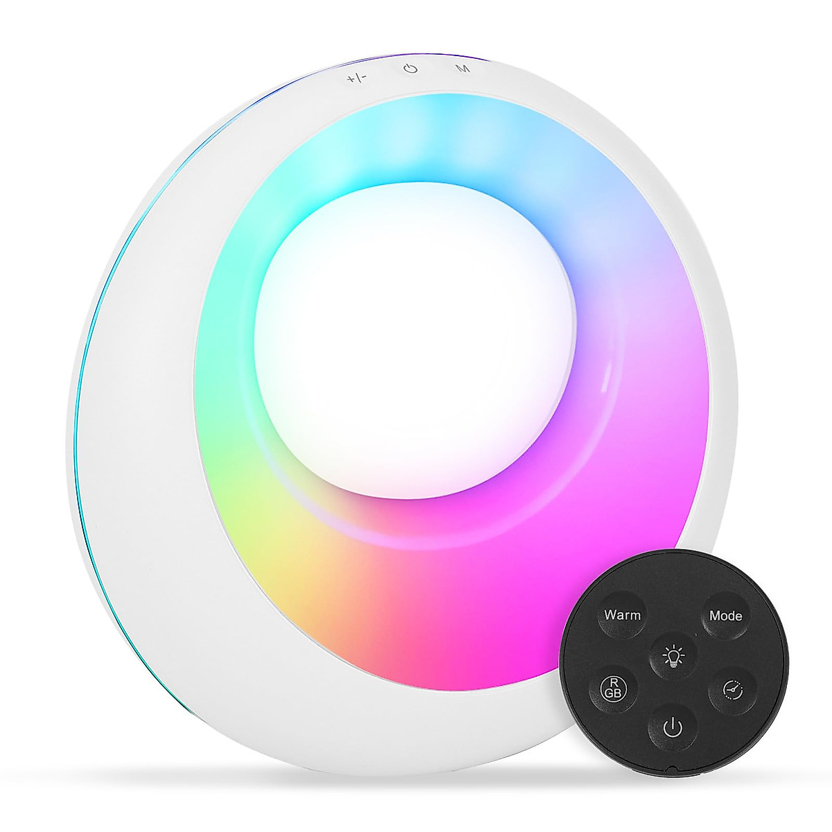 S SUNSBELL Table Lamp Touch Dimmable with Remote Control, LED Touch Night Light with RGB Color Change and 9 Light Modes, Bedside Table Lamps for Bedroom Living Room, Mood Lighting/Gifts (White)