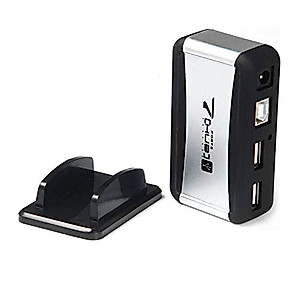 Lysee Cable Winder - EU Plug External Hub 7 USB 2.0 Ports with Multi-Socket Power Supply Slot for Notebook Pc - (Color: Black)