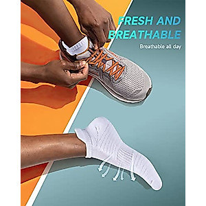 TANSTC Ankle Athletic Low Cut Socks,Running Sports White Men's Sock,Mesh Breathable and Arch Support Non-Slip,Comfortable Cushioned Heel Tab Thick Cotton Women Socks,6 Pairs