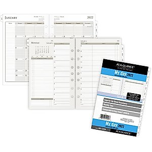 2022 Daily & Monthly Planner Refill by AT-A-GLANCE, 92010 Day-Timer, 5-1/2" x 8-1/2", Size 4, Two Page per Day (481-225A)