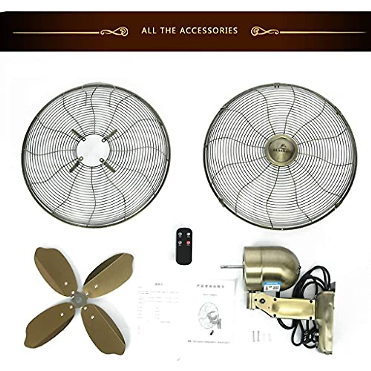 Wall Mount Oscillating Fan Retro Wall-mounted, Industrial Oscillating Fan With Copper Motor And Remote Control, 3 Levels Adjustable, Wide-angle Air Supply