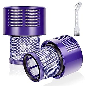 Leadaybetter Vacuum Filter Replacements for Dyson V10 Cyclone Series, V10 Animal, V10 Absolute, V10 Total Clean, SV12, Part No. 969082-01 (2 Pack Filters and 1 Clean Brush)