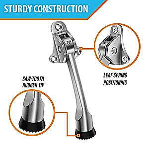 Door Stopper - 2 Pack 4 Inch Door Stop, Door Stops Kickstand, Door Stopper Hinge, Non-Slip Rubber, Metal Door Stopper, Door Holder, Door Stoppers