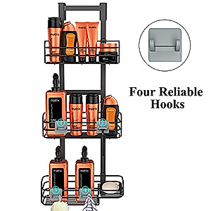 Nieifi Over The Shower Door Caddy Pantry Organizer Rack with Reliable Hooks, Sturdy Rust Proof Hanging Shower Organizer Shelf Basket Storage Rack, Bathroom Shelves Drill Free Extra Large