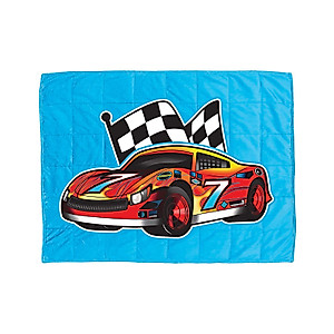 Kids Weighted Blanket by Bell + Howell, 7lb Ultra Soft and Breathable Kids Blanket with Glass Beads, Great for Calming and Sleeping 48x36 inches - Race Car