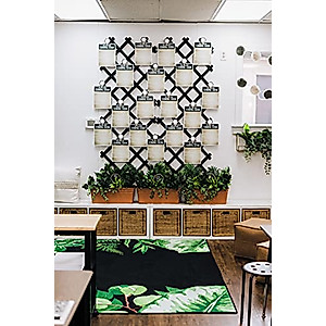 Flagship Carpets Schoolgirl Style Simply Boho Greenery Classroom Area Rug for Indoor Classroom Learning or Kid Bedroom Educational Play Mat, 5'x7'6", Black