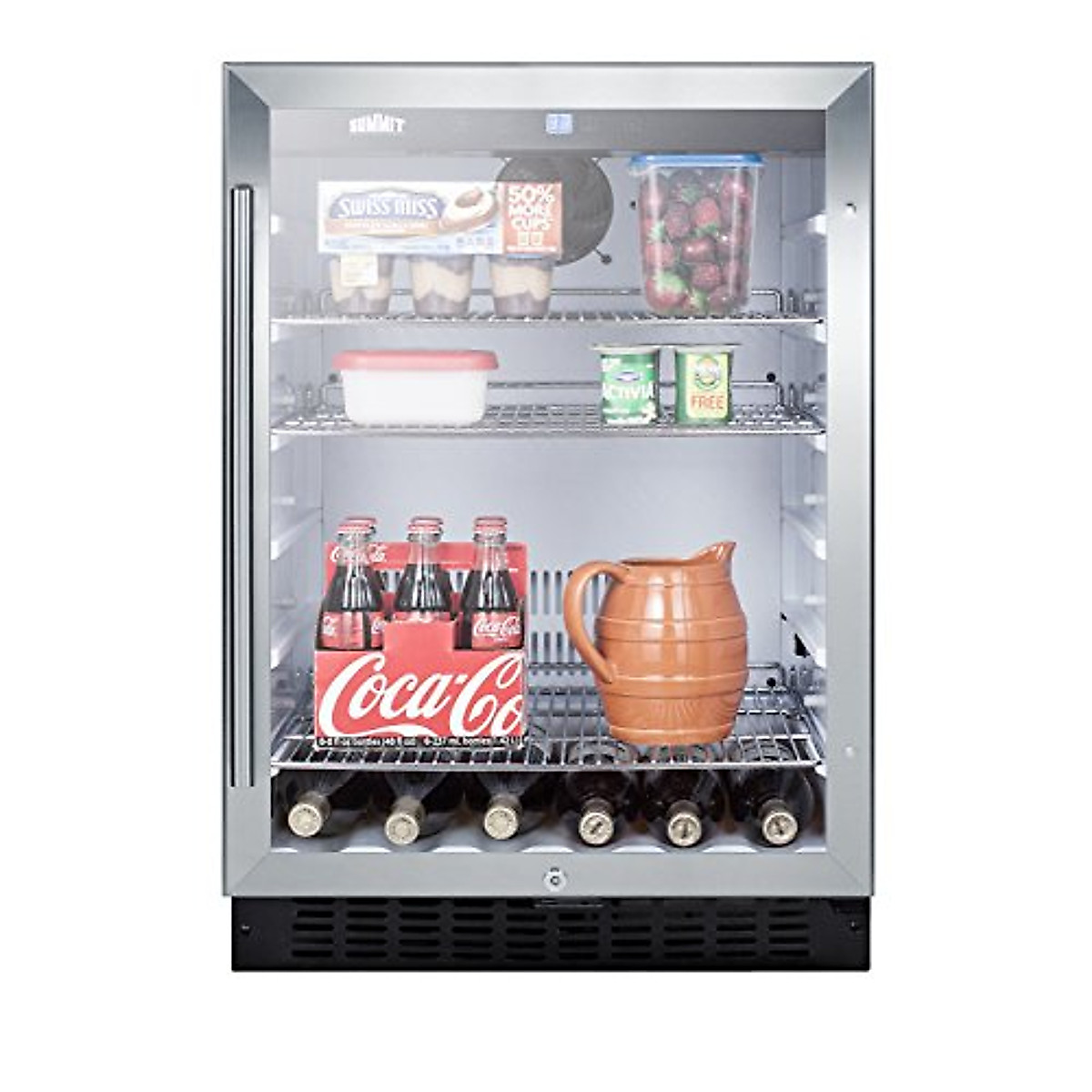 Summit SCR2464 24" Built-In Undercounter Glass Door Beverage Center with Lock, Glass/Black