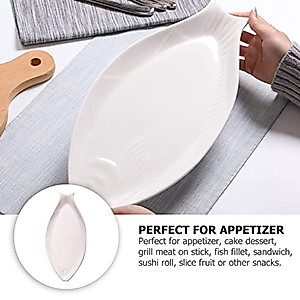 Cabilock 1pc Restaurant Meat Hotel Household Salad Dishes Pizza Platters, Supplies Sushi, Display Server Platters Food Cocktail Dish Shape Ceramics Fish, Serving Arge Birthday Trays Coffee