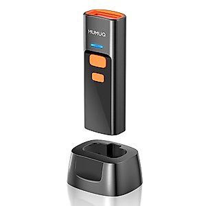 MUMUQ Wireless Barcode Scanner Mini Bluetooth 1D 2D QR Bar Code Scanner 3-in-1 Bluetooth & 2.4G & USB Wire Barcode Reader Compatible with Windows Android iOS Tablet PC (with Charging Dock)