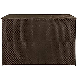 Canditree Outdoor Storage Box Poly Rattan, Garden Patio Storage Container for Pillows Cushions (Brown)