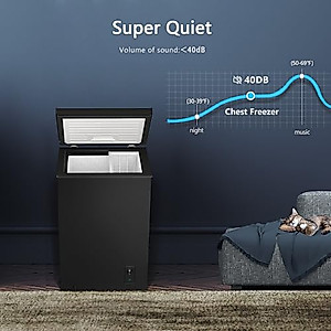 R.W.FLAME Chest Freezer 2.8 Cubic Feet, Small Deep Freezer with Basket, Adjustable Temperature, Energy Saving, Top open Door Mini Compact Freezer