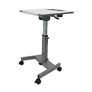 Offex Mobile Gray Pneumatic Adjustable Height and 3-Position Flip-Top Student Nesting Desk with Built-in Pencil Tray, Bottle Holder, Bag Hook - Great for School, Classroom and More