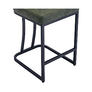 VESCASA 24" H Counter Height Barstools with Back, Mid Century Modern Faux Leather Upholstered Counter Stool Chairs with Black Metal Frame for Kitchen Island, Bar, Pub, Set of 2, Green