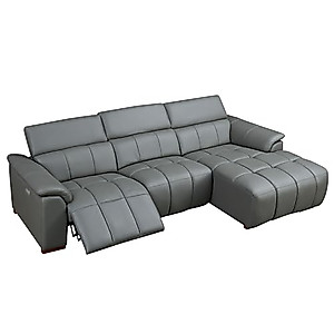 ERYE Luxury Power Reclining Motion Sectional Right Facing Sofa for Living Room, Oversized L-Shaped Convertible Leather Upholstered Couch W/Left Chaise Daybed,USB Ports,Adjustable Headrest & Footrest