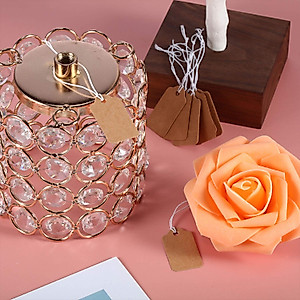 300 Pieces Marking Tags Kraft Price Tags Writable Blank Price Labels Display Tags with Elastic Hanging String(1.38 x 0.71 Inch)