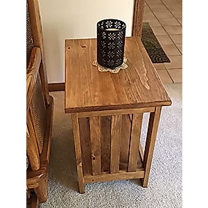 Best Living USA Mission Style Pine End Table, Amish Handcrafted, Wood, Side Table, Bedside Table, Nightstand, Furniture, Made in USA, 22.5