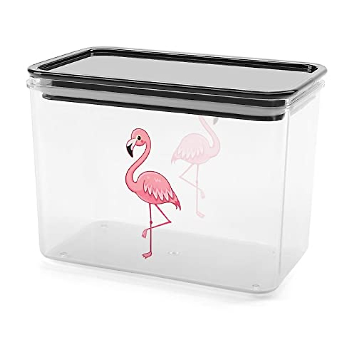 The Cute Beautiful Pink Flamingo Storage Box Plastic Food Organizer Container Canisters with Lid for Kitchen