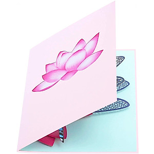 PopLife Blue Dragonfly and Lotus 3D Pop Up Card - Mother's Day, Valentine's Day, Birthday, Thank you, Get Well, Anniversary - for Friends, Sister, Wife, Grandma, Daughter, Girlfriend