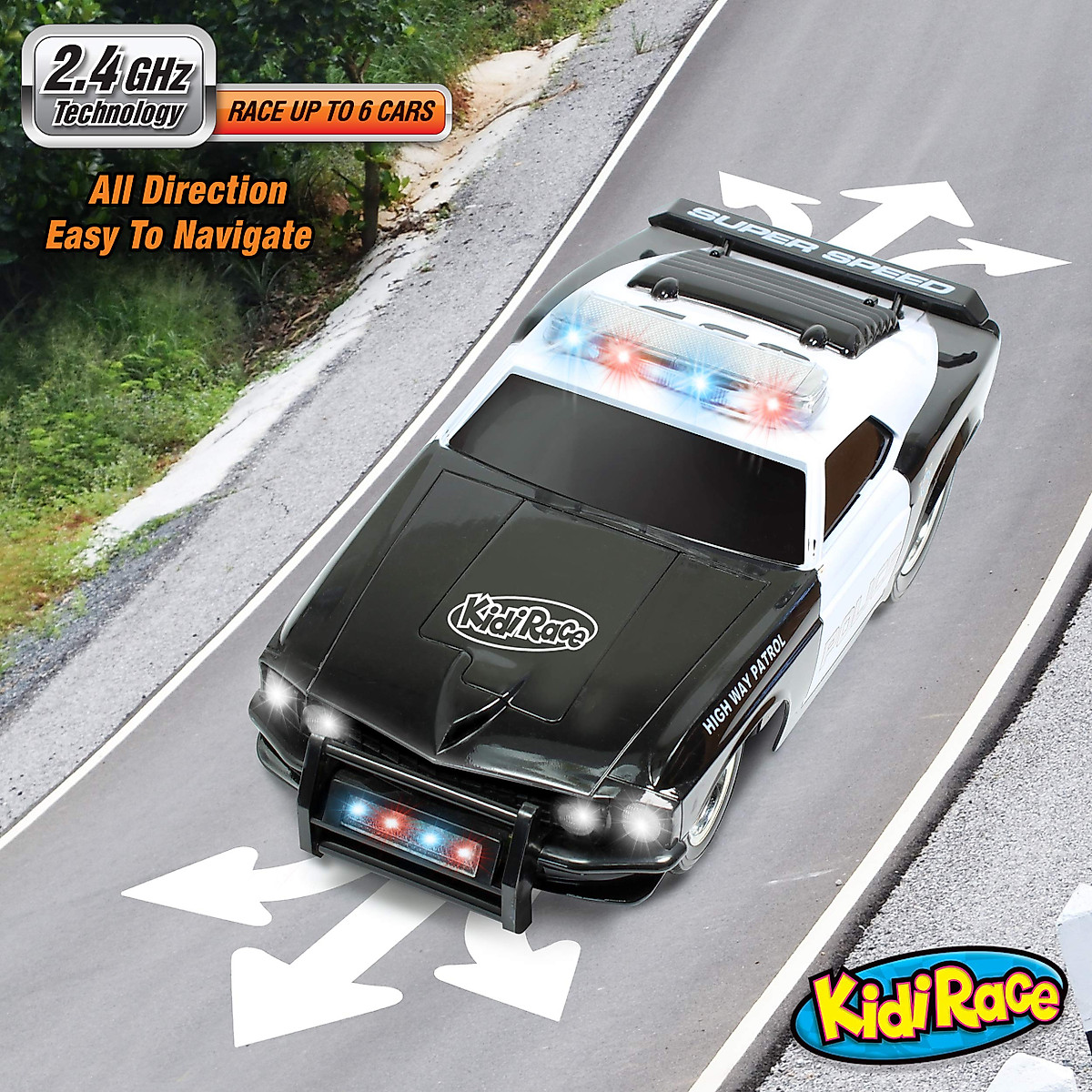 Kidirace Remote Control Police Car with Flashing Lights & Sounds – 2.4GHz RC Cop Car for Boys and Girls Ages 3+