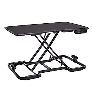 Amazon Basics Rectangular 5-Level Adjustable/Portable Electronic Standing Computer Desk Converter, Wood Surface, 18 Inch, Black
