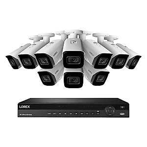 Lorex Technology Lorex 4KHDIP1610 2 4K Nocturnal IP System with 16 Channel 3TB NVR and Ten 4K Smart Detection Audio IP Security Bullet Cameras, 150ft Night Vision