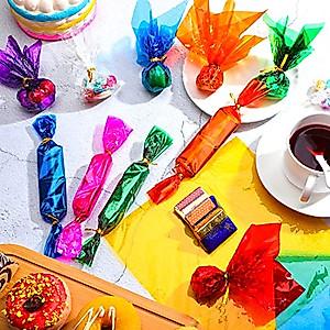 Outus 104 Pieces Cello Sheets Cellophane Wraps for DIY Arts Crafts Decoration (8 x 8 Inches)