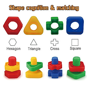 AIBELY Jumbo Nuts and Bolts Toys 52Psc for Toddlers Preschoolers Kids, STEM Educational Montessori Building Construction Screw Matching Activities for 3,4,5 Year Old Boy and Girl.