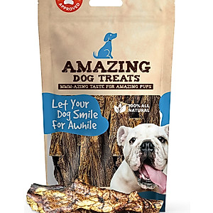 Amazing Dog Treats - 6 Inch Mega Thick Beef Lung Jerky Reward for Dogs | (10 Pc/Pk) | 100% Natural Beef Lung Snacks for Dogs | Single Ingredient High-Protein Low-Fat Grain-Free Beef Lung Dog Treats