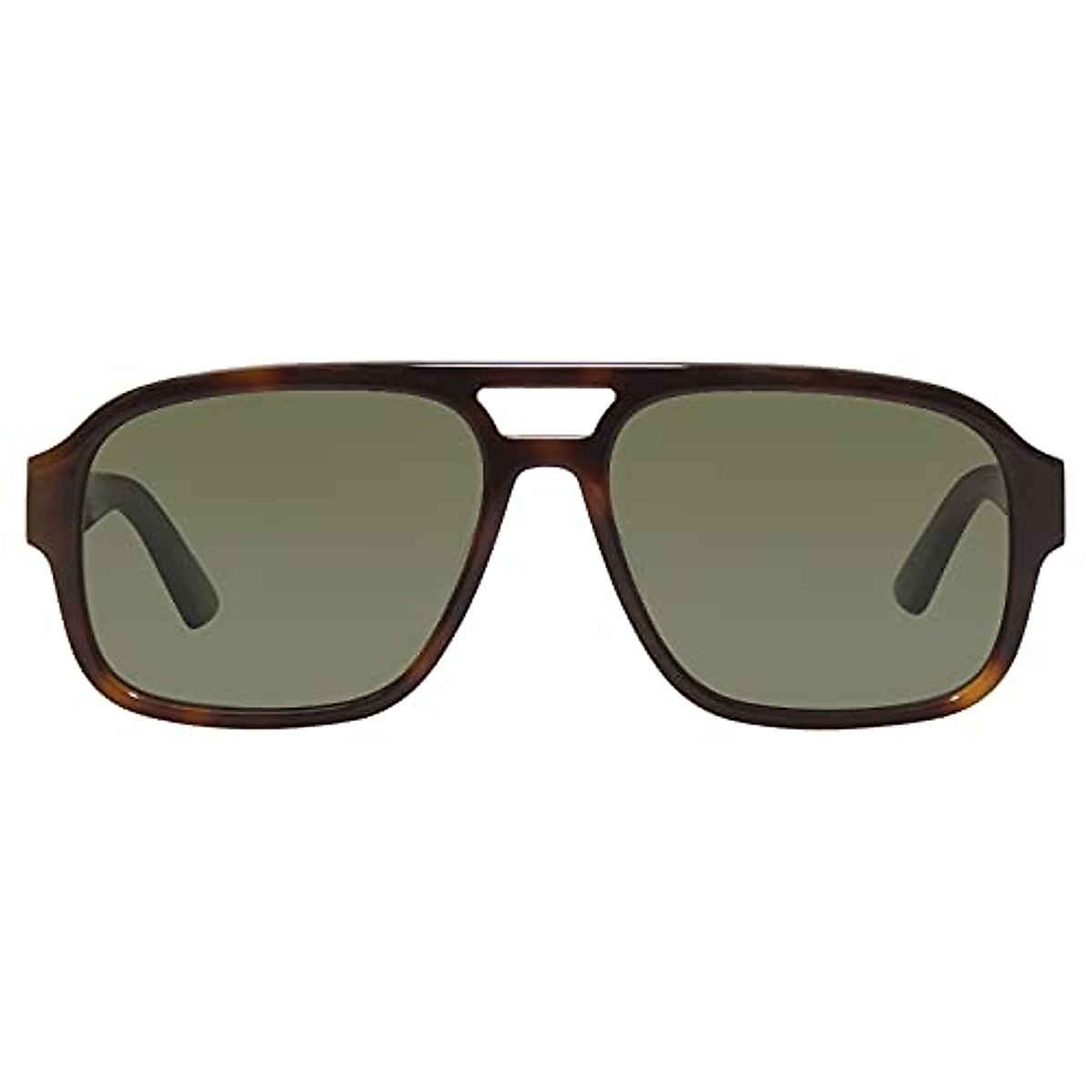 Gucci GG 0925S 002 Havana Plastic Aviator Sunglasses Green Lens