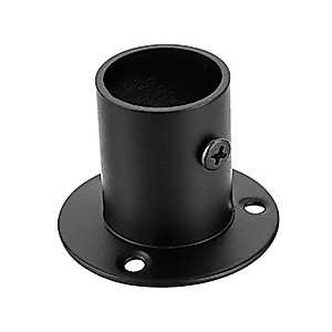 OwnMy 4 Packs Stainless Steel Pole Sockets Flange Rod Holder, Wall Mount Pipe Bracket with Screws for Closet Wardrobe Shower Curtain Rod (Fit 25mm / 1'') (Black)
