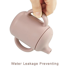 PandaEar 100% Silicone Drinking Training Cup Tiny Cup with Lid for Baby Toddler and Infants, with Easy-Grip Handles for Self-Feeding Training, Drop Proof, Sprill Proof, Microwave & Dishwasher Safe