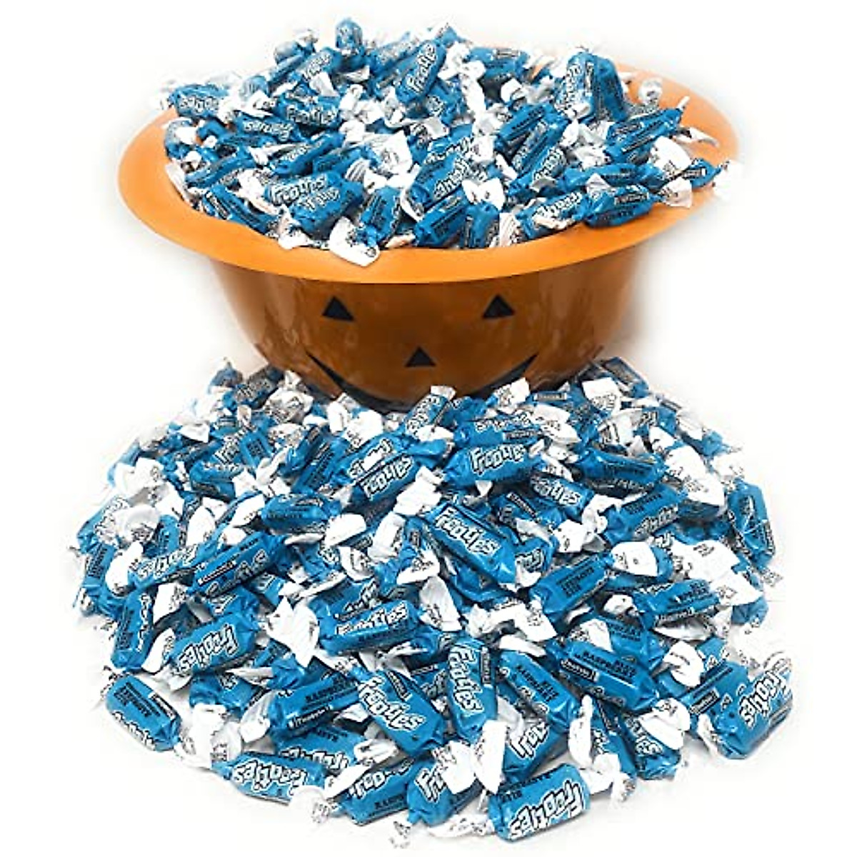 Bulk Blue Raspberry Flavor Tootsie Roll Frooties Chewy American Taffies Candy Individually Wrapped In Resealable Assortit Bag 5 Lb 735+pcs (80-Oz) - Made In USA
