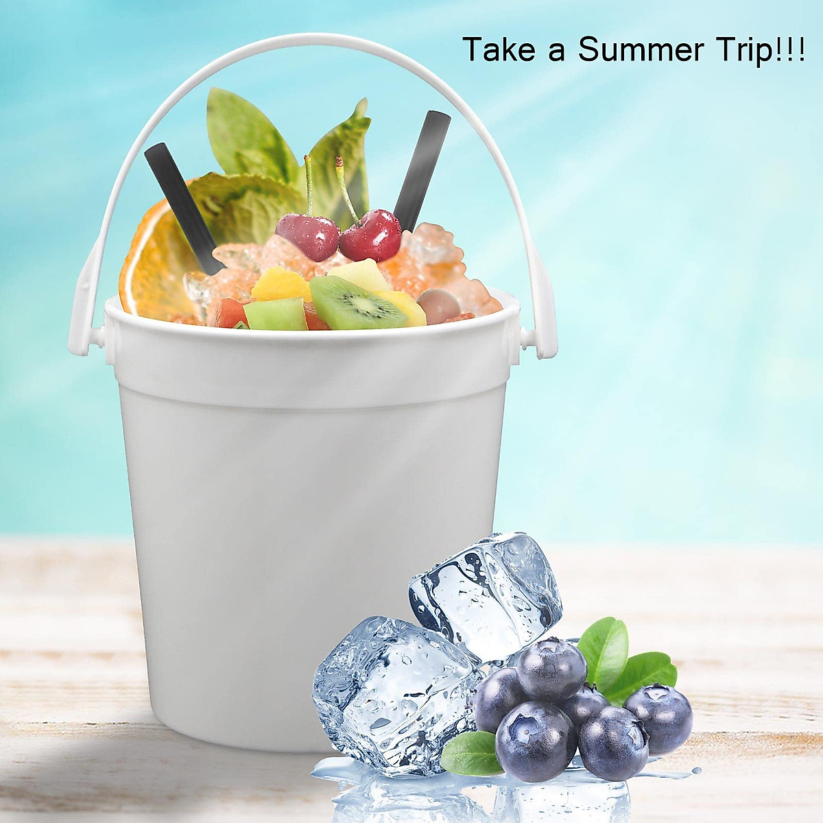 Mandurs Plastic Cocktail Buckets for Drinks, 32oz Reusable Ice Bucket Smoothie Bucket for Parties Cocktail Bar Beer, 1Liter Large Ice Buckets for Parties, Anything but a Cup Party Ideas (10 PCS)