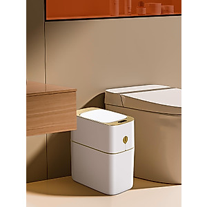 JUDRDO Kitchen Trash Can with Lid Soft Close, 13Liter /3.5 Gallon Automatic Garbage Can, Small Trash Can for Bathroom Bedroom Office Home Warehouse Appartment