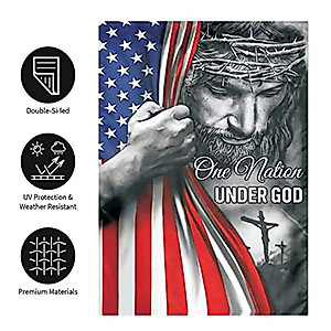 One Nation Under God Garden Flag - Christian - Jesus - USA Double Side Garden Flags House Yard Decor 12x18in