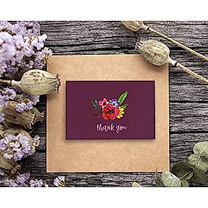 48 Pack Floral Thank You Cards with Envelopes, Blank Thank You Greeting Notes Bulk Box for Baby Shower, Bridal Shower, Graduation, Birthday & Wedding, 4x6 in