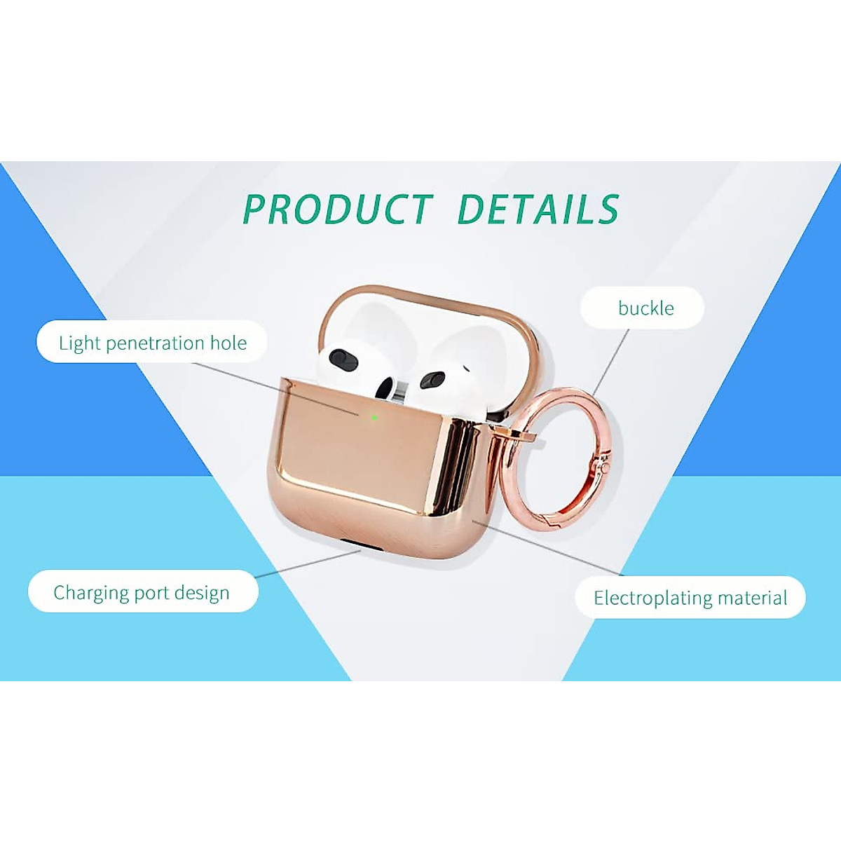 AirPods Pro Case Cover with Keychain， Mirror Plating Silicone Skin Accessories for Women Men with Apple 2019 Latest AirPods Pro Case (Gold)