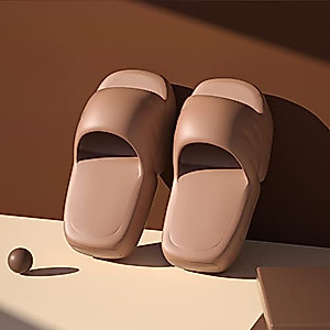 Kreeqe Chocolate Pillow Bread slippers for Women and Men,Home Soft Cloud Slippers Summer Novelty Open Toe Slide Sandals Beach Pool Shower Shoes with Cushioned Thick Sole Platform