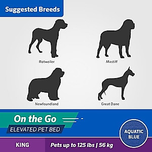 Coolaroo On The Go Cooling Elevated Dog Bed, Portable for Travel & Camping, Collapsible for Storage, King, Aquatic Blue