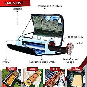 Portable Solar Oven BBQ Cooker, Solar Stove Cooker with 4.5L Large Capacity, Solar Oven Sun Cooker Foldable Camping Stove with Thermometer for Outdoor Camping Backpacking Hiking Familiy Party