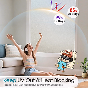 Coavas Window Privacy Film Frosted Glass Window Film Non Adhesive Static Cling Window Tint Film for Bathroom Door Vinyl Frosting Stickers Heat Control Home Winter Coverings(17.5 x 78.7 Inch, Pure)