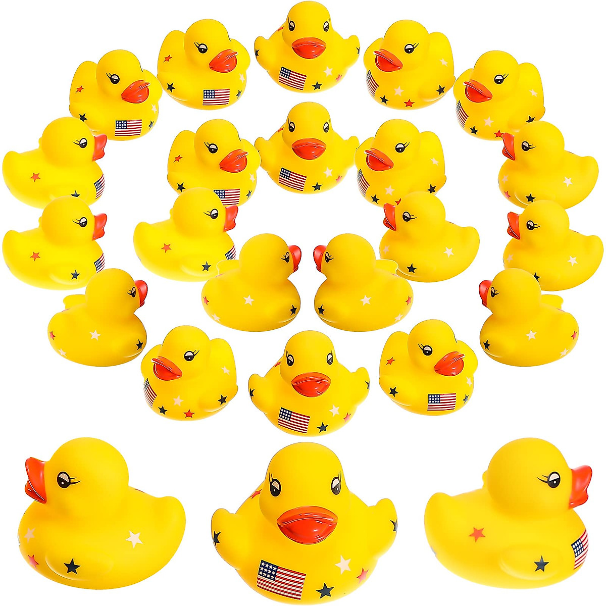 2.36 Inch Patriotic Rubber Ducks, Labor Day Red, White and Blue Stars Rubber Duckies for Fourth of July Party Supplies, Classic Rubber Duck Bath Toys for Party Favors, Baby Showers(12 Pieces)