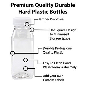 30 Pack of Empty Bottles, Plastic Bottles with Lids, Includes 10 Each Of 8 oz Bottles, 12 oz Bottles, and 16 oz Bottles, Plastic Milk Bottles With Tamper Proof Bottle Caps Lids Great Juice Bottles