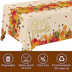 Gatherfun Fall Thanksgiving Party Supplies, Disposable Tablecloth, Plastic Table Cover for Autumn Party Decorations and Thanksgiving Party Decorations, 3 Pack, 54”x108”