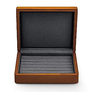 Oirlv Solid Wood Ring Jewelry Box Organizer Earrings Jewelry Drawer Organizer Tray with Lid (Grey)